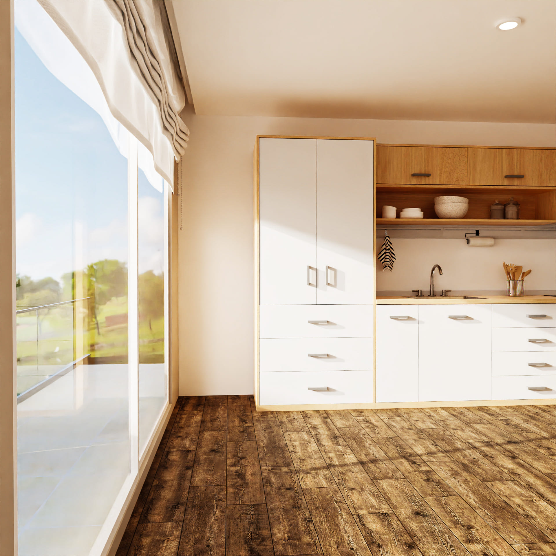 Etortaba - Nature KeyShot Dining Room with Kitchen - Creox