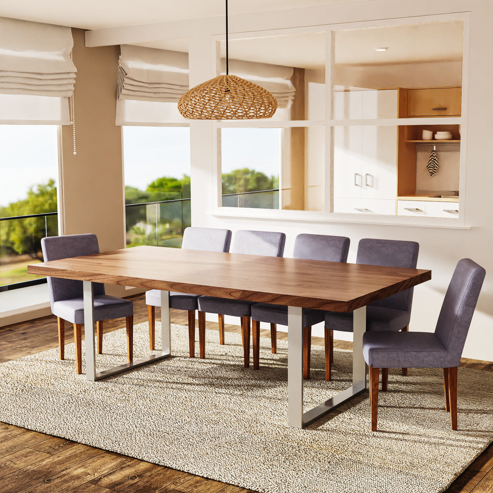 Etortaba - Nature KeyShot Dining Room with Kitchen - Creox