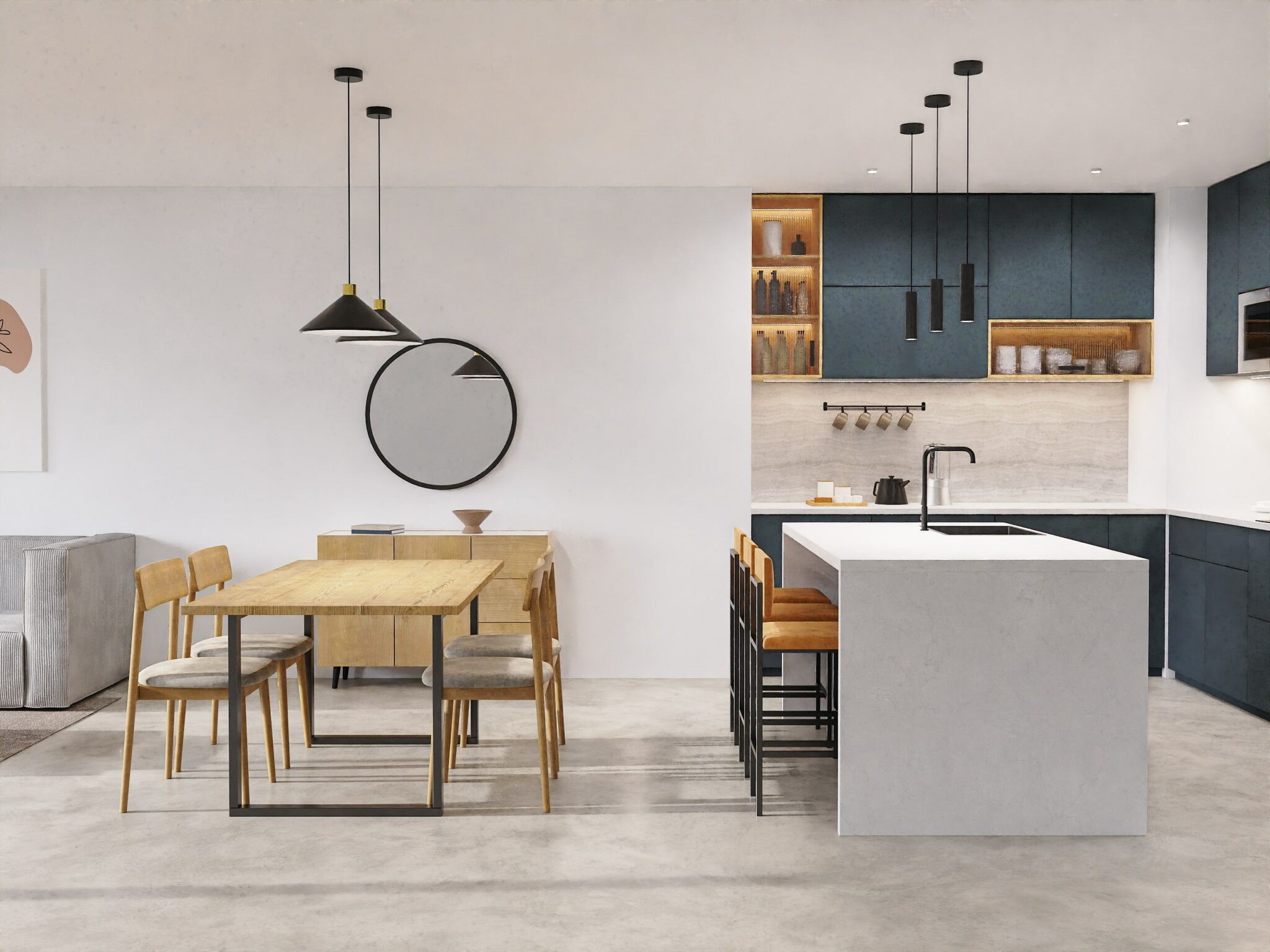 Terranova – Open Living Space with Kitchen & Terrace for KeyShot - Creox